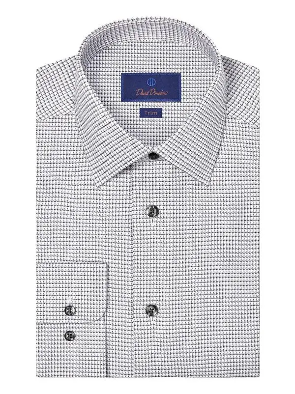 David Donahue Trim Fit Jaspé Micro Twill Cotton Dress Shirt - Charcoal