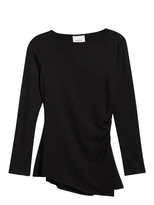 REFORMATION Margot Asymmetric Peplum Knit Top - Black