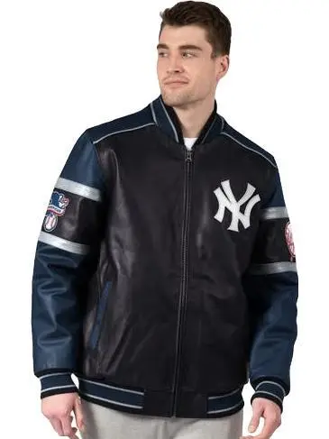 G-III SPORTS BY CARL BANKS New York Yankees Leather Varsity Jacket - Black