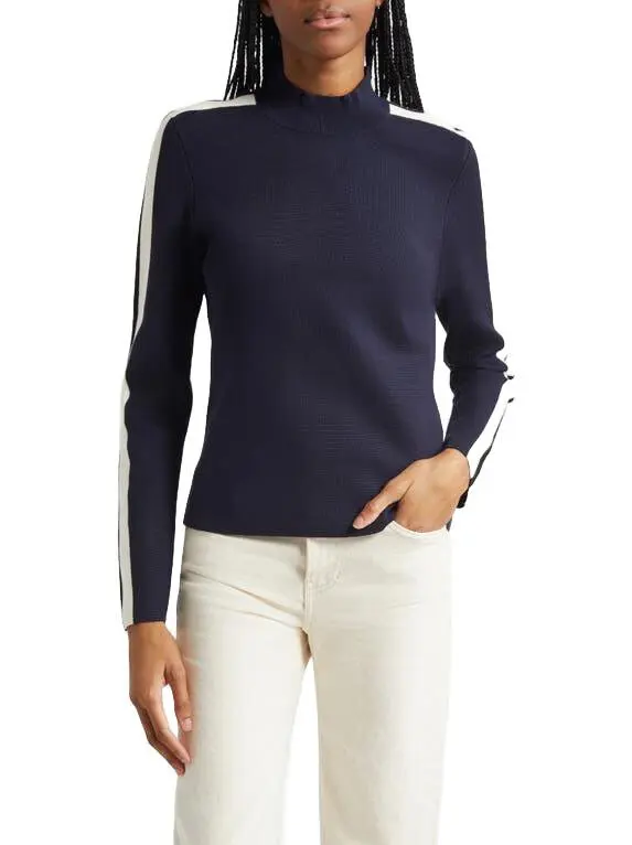 Veronica Beard Asante Side Stripe Sweater - Navy