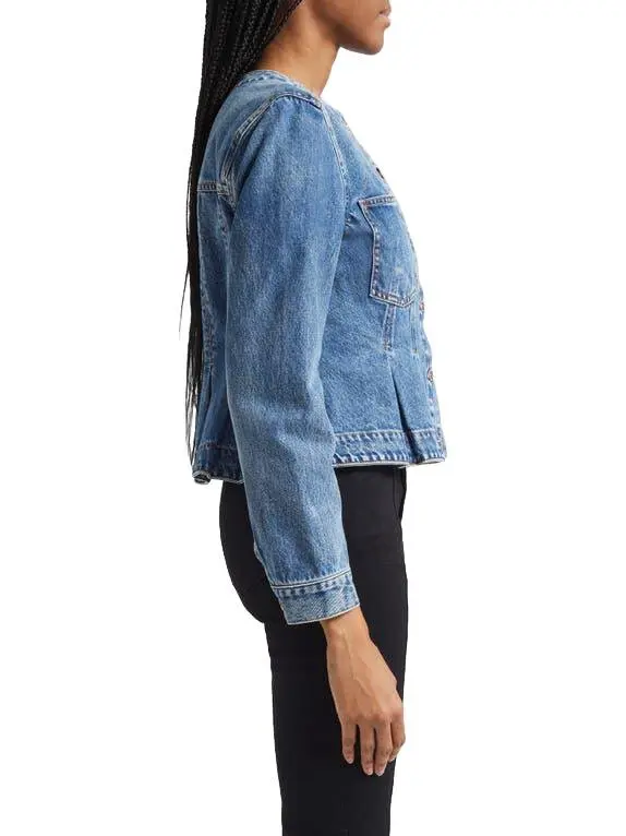 Veronica Beard Zahara Peplum Denim Jacket - Time Warp