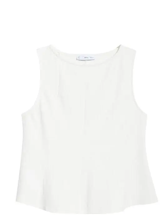 Mango Bateau Neck Peplum Blouse - White