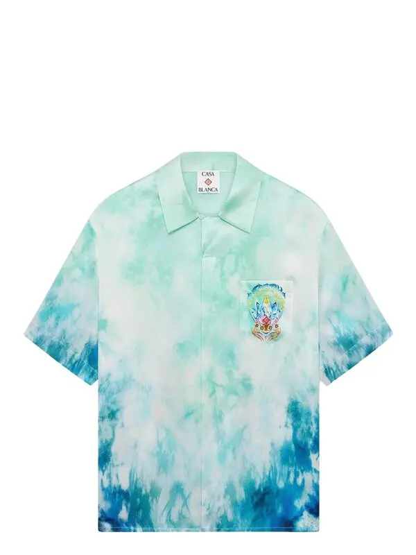 Casablanca Surf Lotus Short Sleeve Shirt - Blue