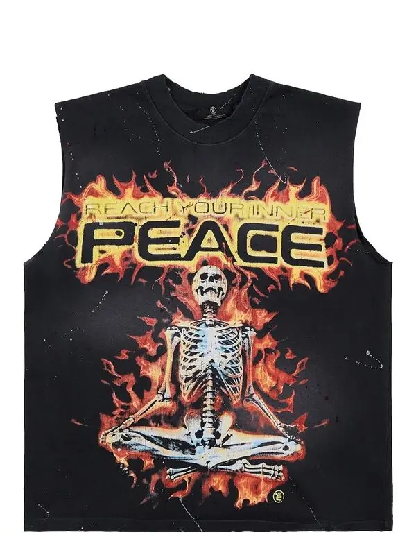 HELLSTAR Inner Peace Skeleton Sleeveless Tee - Black