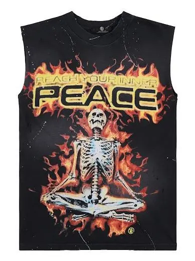 HELLSTAR Inner Peace Skeleton Sleeveless T-shirt - Black