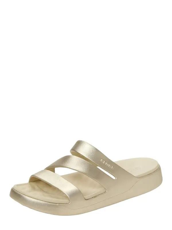 CROCS Getaway Waterproof Strappy Slide Sandal - Champagne Metallic