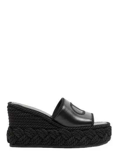 Valentino Garavani Vlogo Torchon Wedge Slide - Black