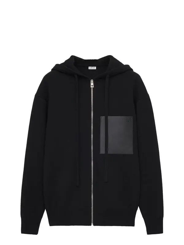 Loewe Wool-blend Zip-up Hoodie - Black