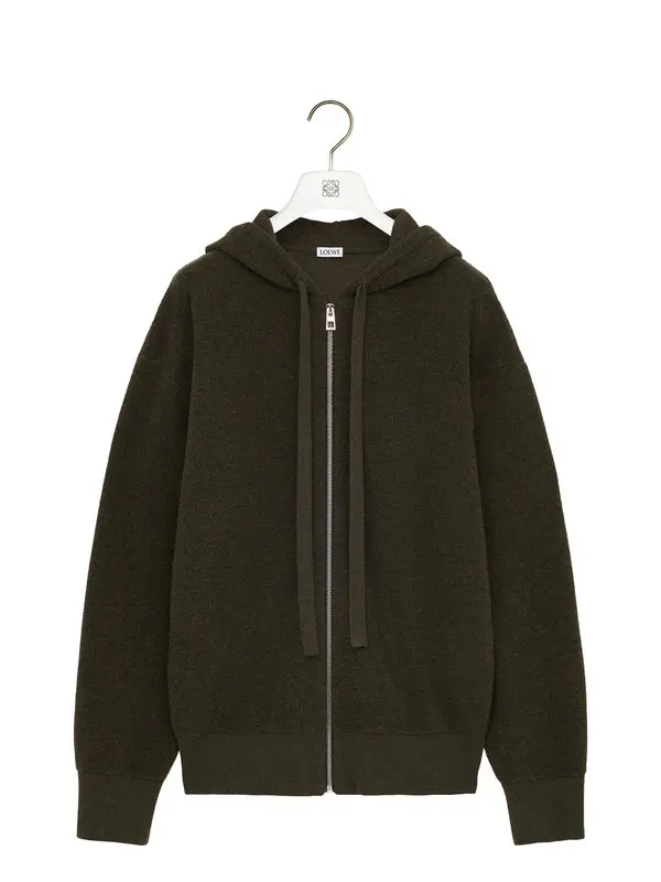 Loewe Wool-blend Terry Anagram Hoodie - Green