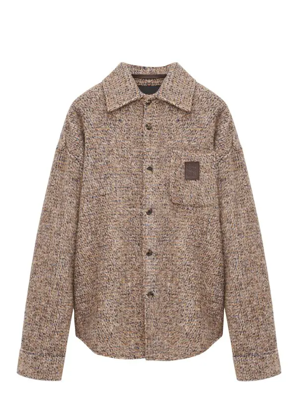 Loewe Wool-blend Micro-check Overshirt - Beige