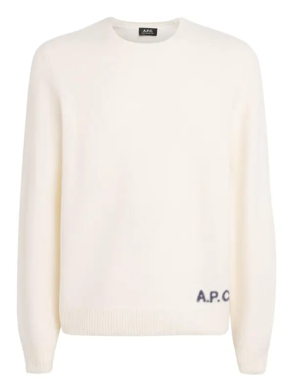 A.p.c. Edward Merino Wool Logo Sweater - Navy