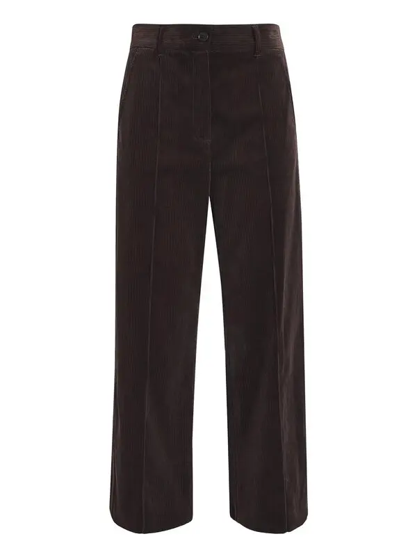 ME+EM Cotton Corduroy Cropped Trousers - Brown
