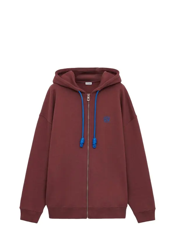 Loewe Cotton-blend Anagram Hoodie - Burgundy