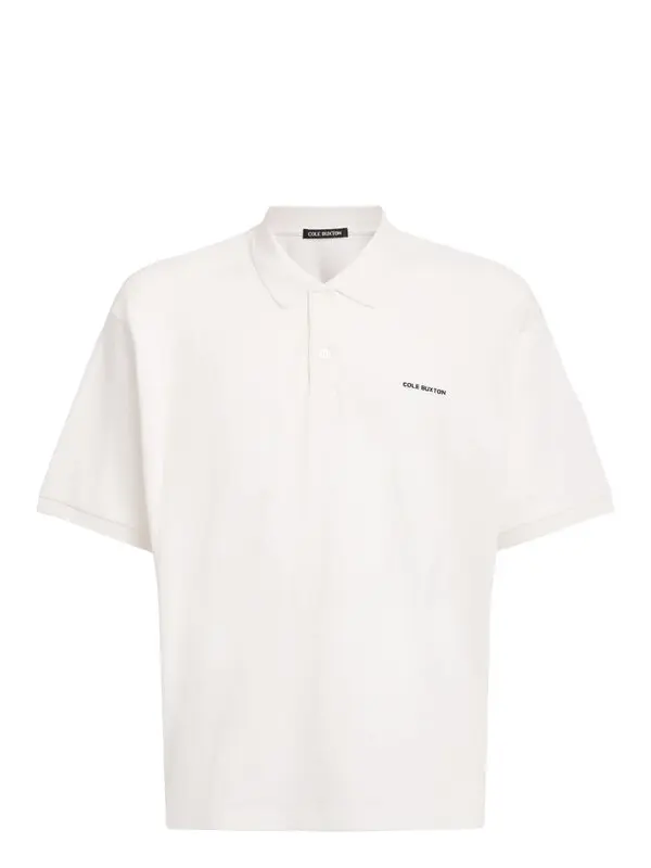COLE BUXTON Cotton Pique Mini Logo Polo Shirt - White