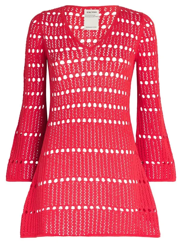 Escvdo Cotton Knitted Mishi Mini Dress - Red