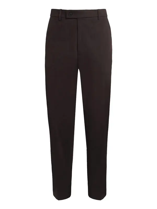 Purdey Cotton Flat Front Trousers - Brown