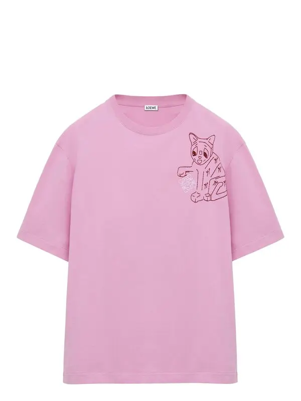 Loewe X Louis Wain Cotton-blend Anagram Cat Loose T-shirt - Pink