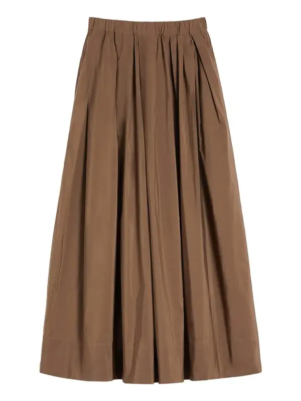 Max Mara Cotton-blend Pleated Maxi Skirt - Brown