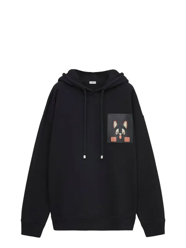 Loewe X Louis Wain Cat-pocket Cotton-blend Hoodie - Black