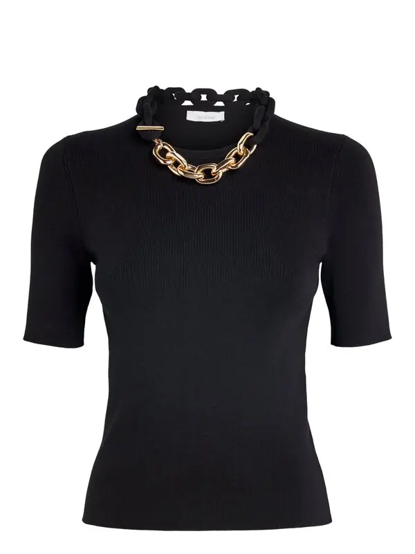 Rabanne Knitted Chain-detail T-shirt - Black