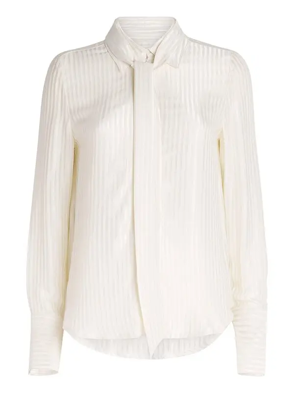 ME+EM Satin Stripe Shirt With Tie - White