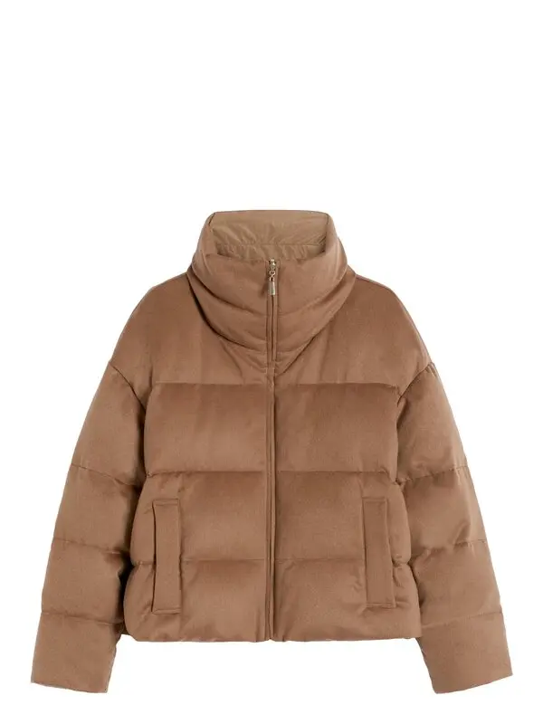 Max Mara Down Wool Reversible Quilted Coat - Beige