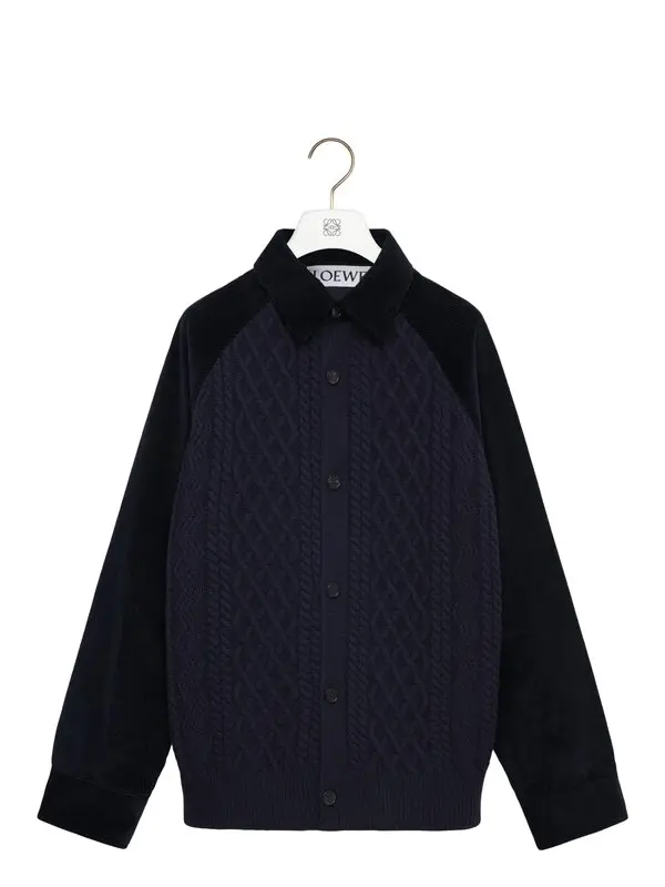 Loewe Wool And Cotton Corduroy Hybrid Overshirt - Navy