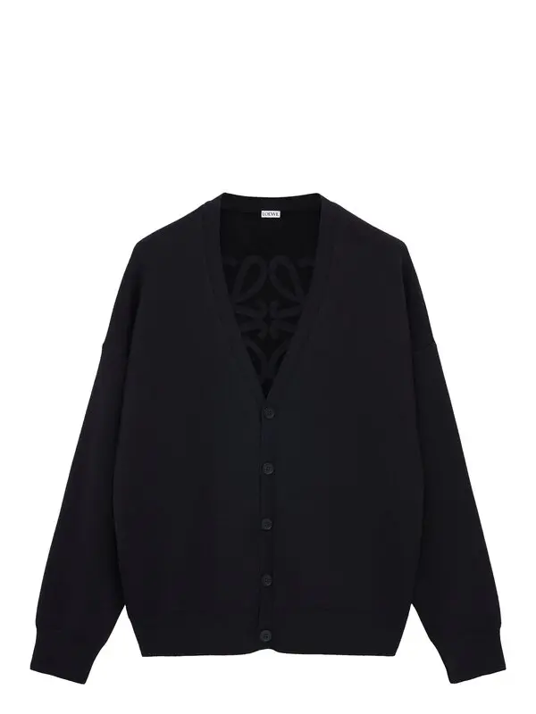 Loewe Wool-blend Anagram-lining Cardigan - Black