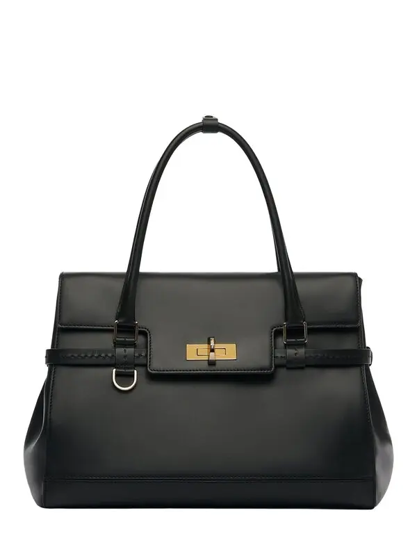 Max Mara Medium Leather Margaux Top Handle Bag - Black