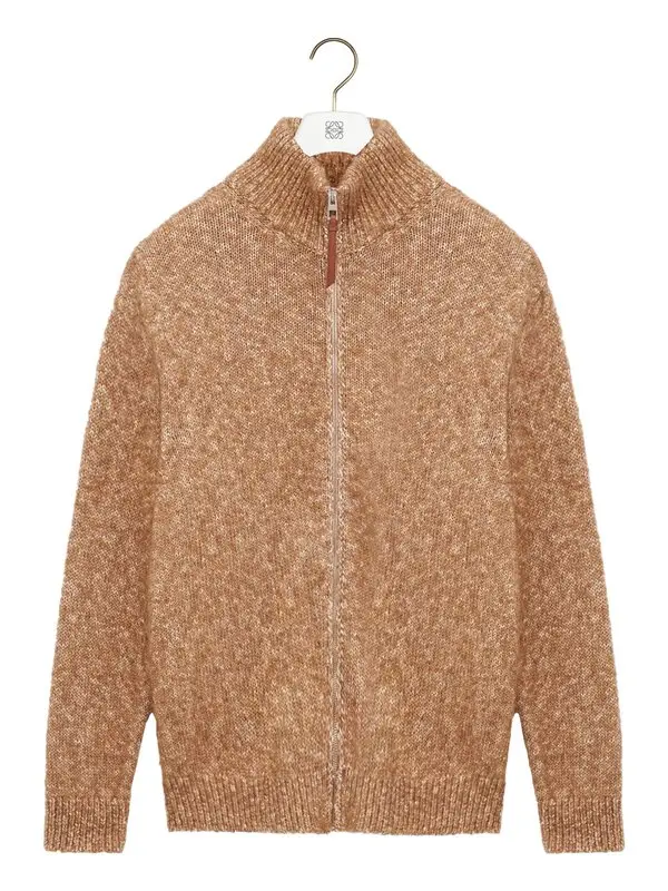 Loewe Jacquard Anagram Zip-up Relaxed Cardigan - Beige