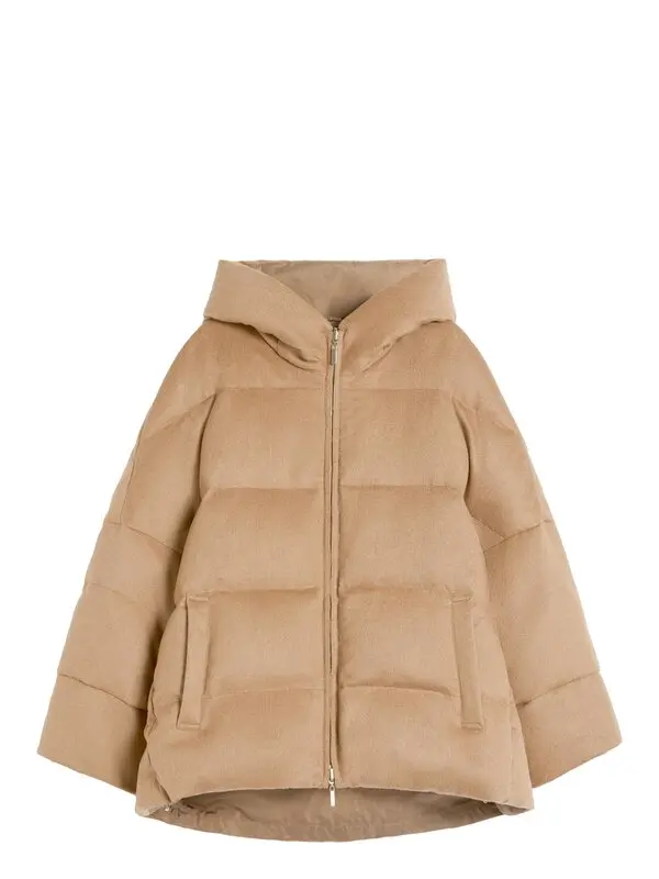 Max Mara Down Camel Wool Reversible Quilted Coat - Beige