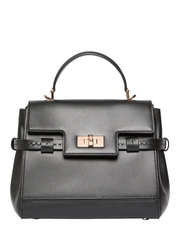 Max Mara Leather Margaux Top Handle Bag - Black