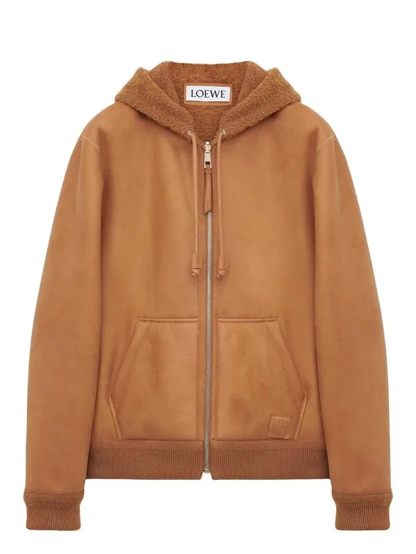 Loewe Shearling Reversible Hooded Jacket - Brown