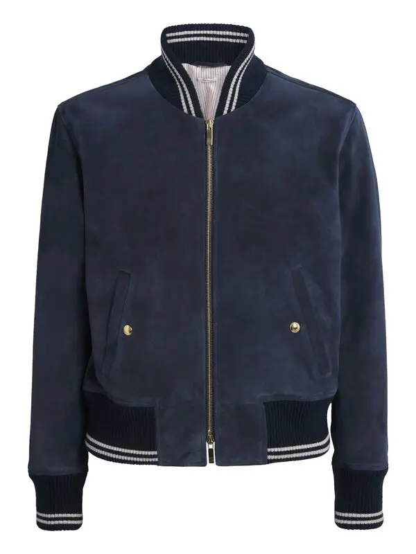 Thom Browne Suede Bomber Jacket - Blue