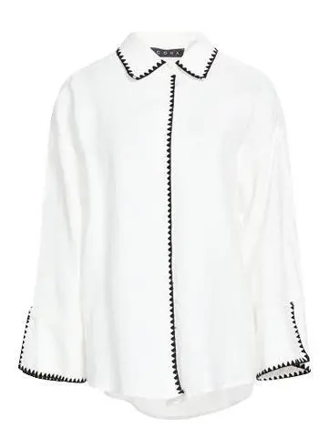 KAOS Linen Shirt With Appliqués And Embroidery - White