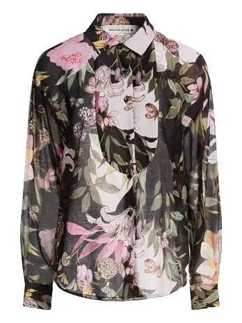 SHIRTAPORTER Floral Print Cotton And Silk Shirt - Black