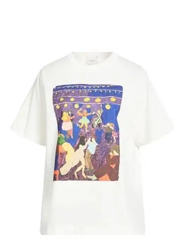 ALYSI Cotton T-shirt With Print - Off White