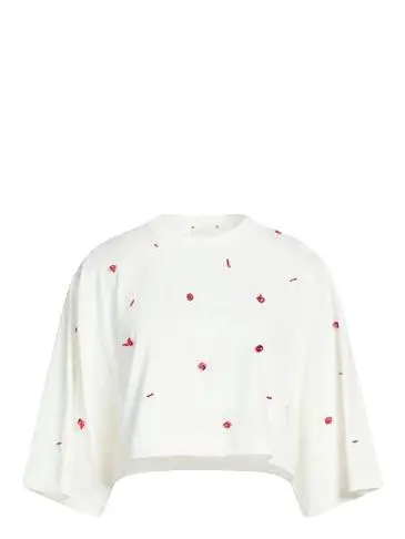 ALYSI Cotton T-shirt With Appliqués - Off White
