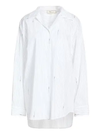 Blumarine Cotton Poplin Striped Shirt - White