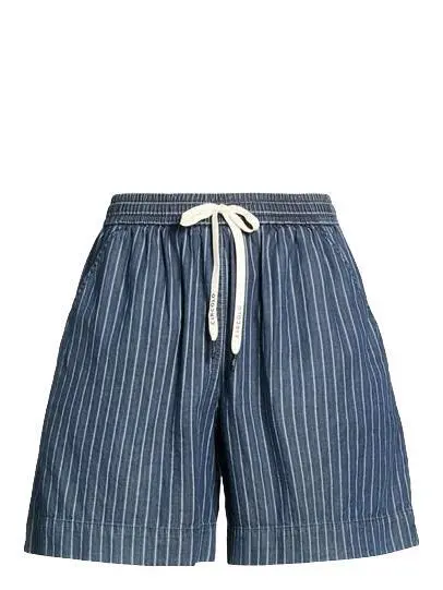 CIRCOLO 1901 Striped Woven Stretch High-waisted Shorts - Blue