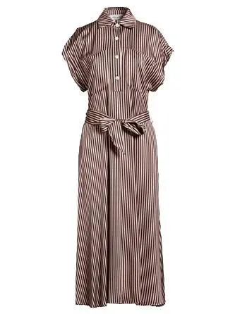 SHIRTAPORTER Striped Maxi Shirt Dress - Pink