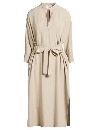 KAOS Tencel And Linen Midi Dress - Beige