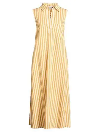 SHIRTAPORTER Striped Midi Shirt Dress - Yellow
