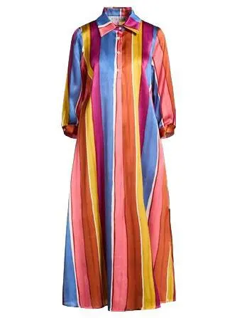 SHIRTAPORTER Multicolor Midi Shirt Dress - Rust