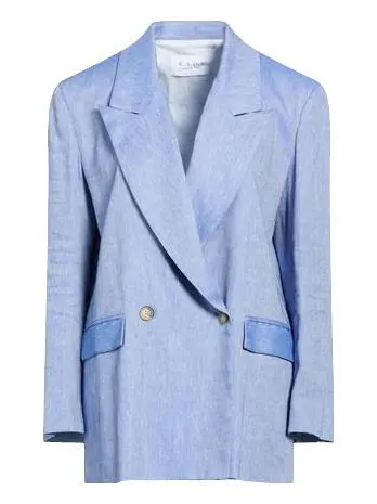KAOS Double-breasted Linen Blend Blazer - Azure