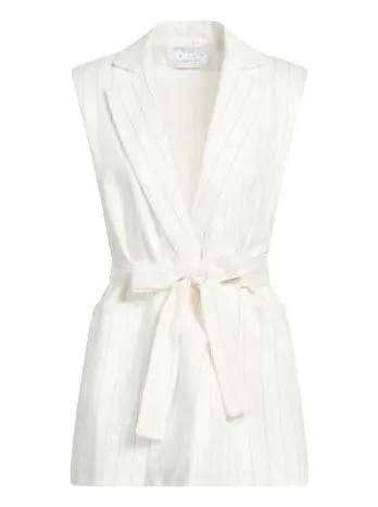 KAOS Striped Sleeveless Blazer - White