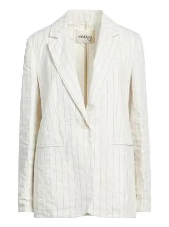 OTTOD'AME Striped Single-breasted Blazer - Off White