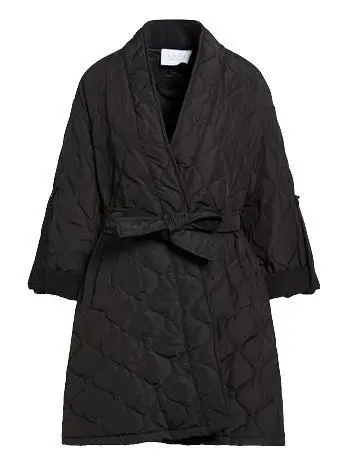 KAOS Belted Quilted Overcoat - Black