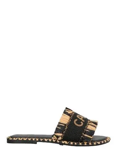 DE SIENA Natural Raffia Slides - Black