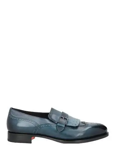 Santoni Leather Goodyear Loafers - Navy